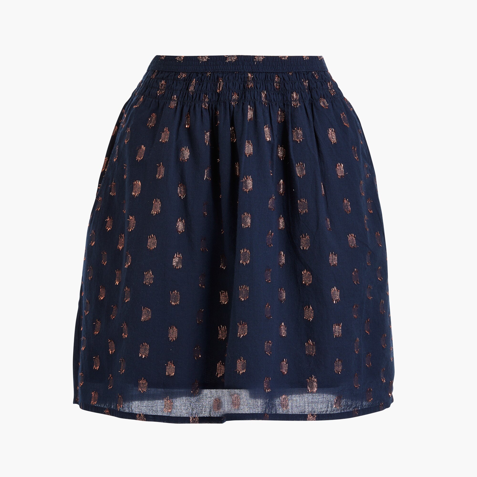J Crew Factory Smocked Waist Mini Skirt In Shimmer Dot
